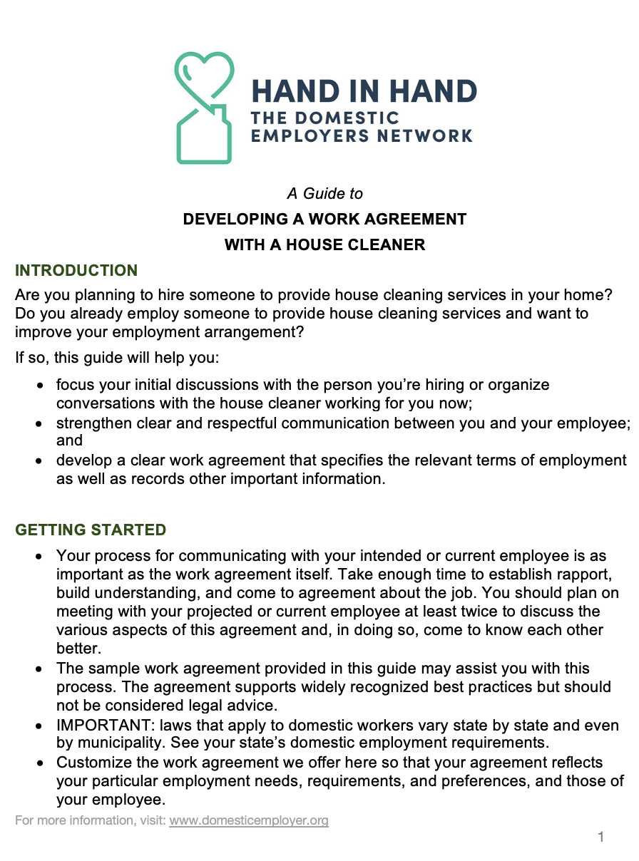 Sample Work Agreements | Hand In Hand